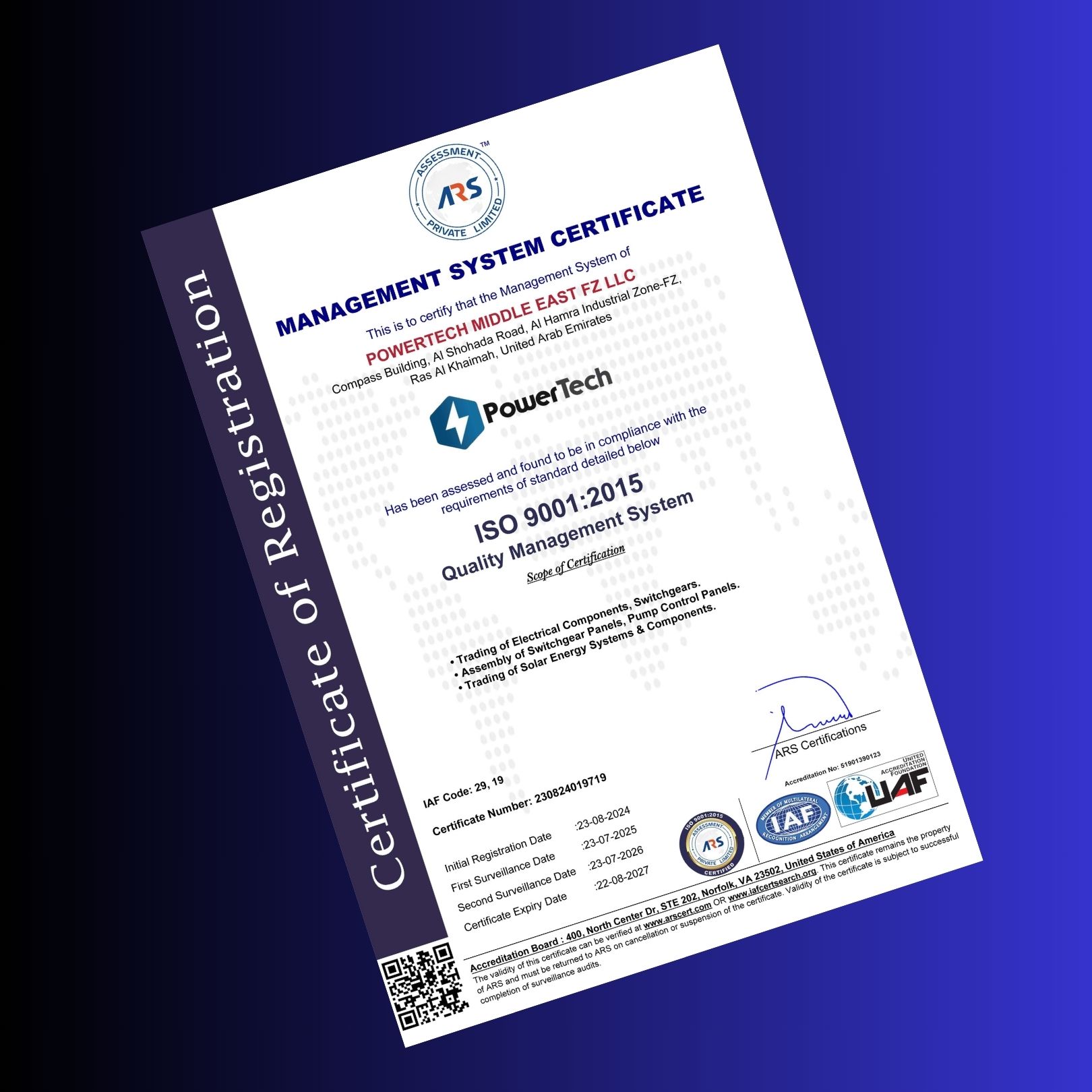 Certificates – Power Tech